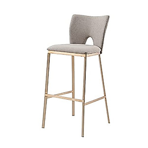 Limari Home Charlton Collection Modern Style Fabric Upholstered Bar Stool with Antique Brass Iron Frame (Set of 2), Beige