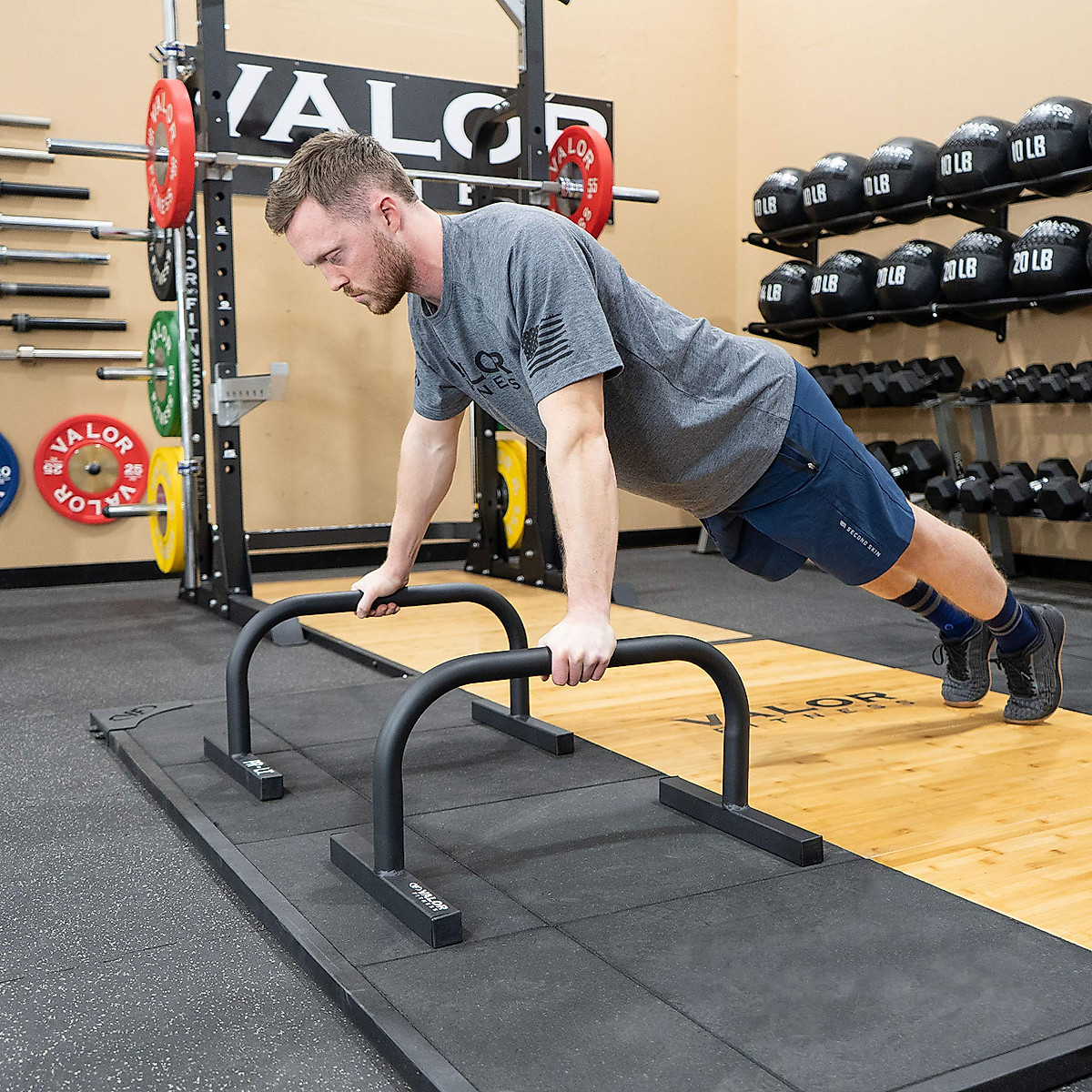 Valor Fitness Gymnastic Parallette Bars - Training Dip Bars Push Up Stands - Build Core Body Weight Strength Balance Equipment -PR-LT