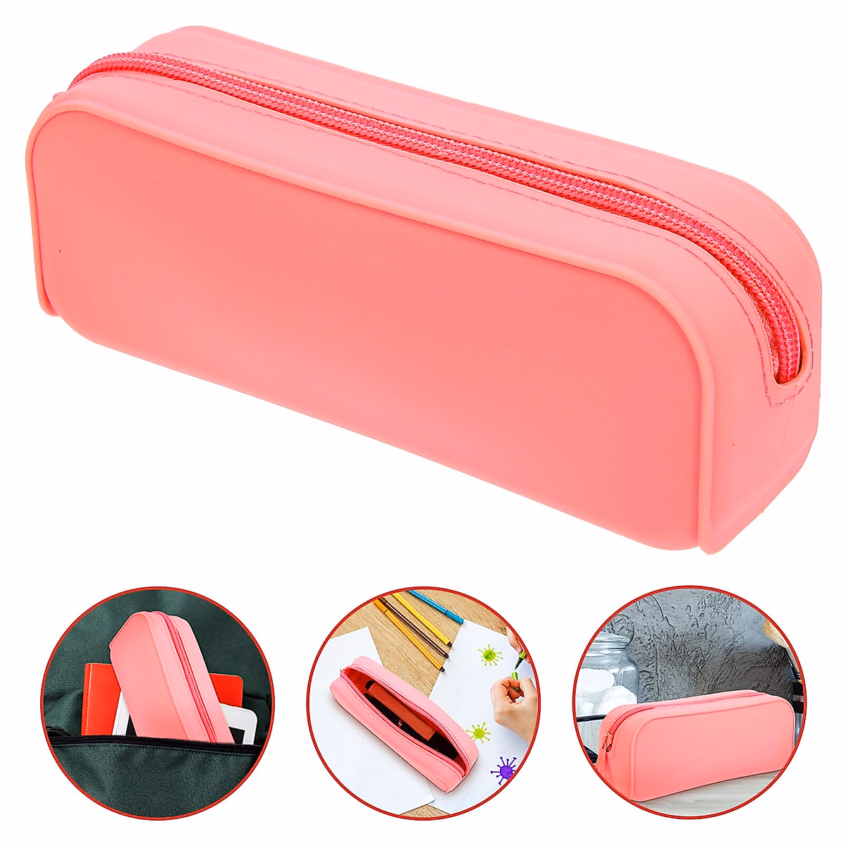 LALAFINA Silicone Pencil Case, Color Pencil Pouch Pencil Case Small Silicone Pencil Pouch Pencil Pouch for Women, Makeup Pouch for Brush