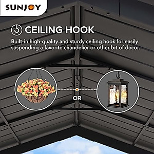 Sunjoy 11 x 13 ft. Hardtop Gazebo Outdoor Cedar Frame Wood Gazebo with Black Steel Hardtop Roof for Patio, Garden, Backyard, and Lawn Activities by SummerCove