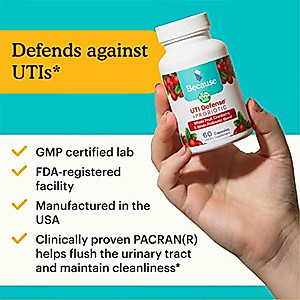 Because Probiotics Cranberry UTI Defense Capsules for Women (60 Capsules, 1 Bottle)