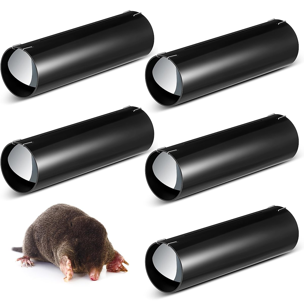 Qualirey 6 Pcs Mole Traps for Lawns Pocket Gopher Trap Catch and Release Live Mole Trap Tunnel Rodent and Gopher Trap Humane Mole Traps for Lawns, Easy to Use, Reusable for Eliminating Pests (Black)