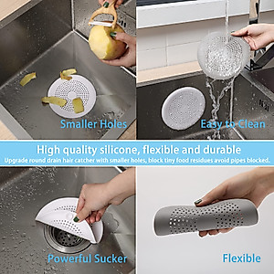 2-Pack Drain Hair Catcher Durable Silicone Hair Stopper Shower Drain Covers Easy to Install and Clean Suit for Bathroom Bathtub and Kitchen (New Black 2Pack)