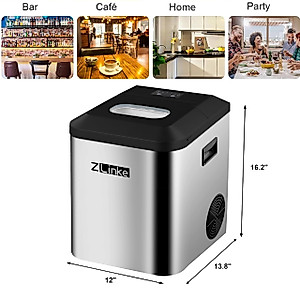 Countertop Ice Maker Machine, 44Lbs/24H Auto Self-Cleaning, 24 Pcs Ice/15 Mins, Portable Compact Ice Maker with Ice Scoop & Basket, Perfect for Home/Kitchen/Office/Bar