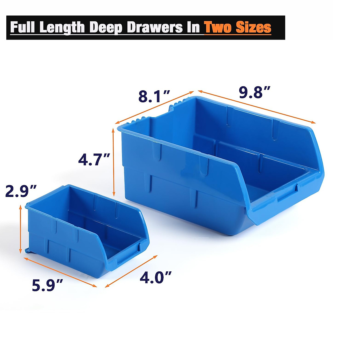 Wallmaster Wall Mounted Storage Bins, Wall Storage Bins Parts Rack 10 Bins&3 Rails Wall Mount Tool Organizer Hardware Storage Organizer (Blue)