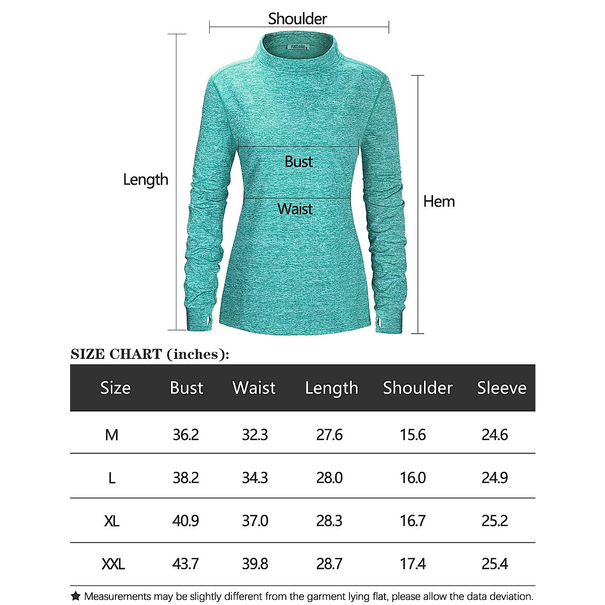 Fulbelle Thermal Fleece Lined Workout Warm Shirts Women, Mock Neck Thumb Holes Running Tops,Long Sleeve Ladies Exercise Athletic Running Gym Fitness Yoga Sweatshirts Winter Clothes Blue X-Large