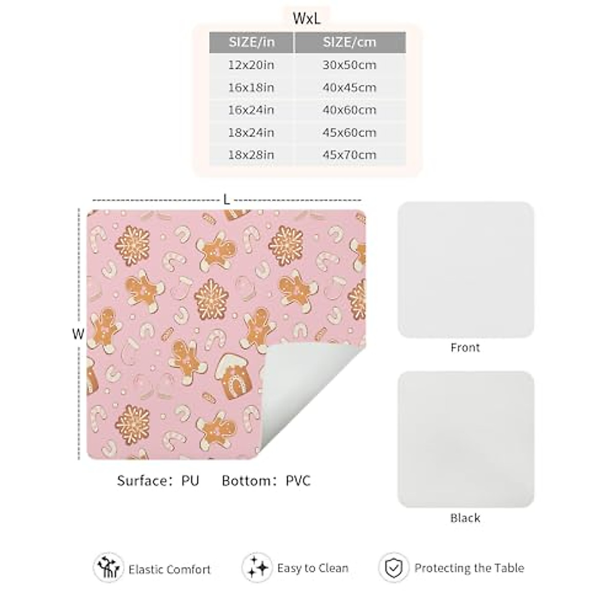 Coffee Mat for Counter, Christmas Cute Gingerbread Man Pink Absorbent Hide Stain Coffee Bar Mat, Non-slip Coffee Bar Accessories Kitchen Drying Mat Fit Under Coffee Maker Espresso Machine