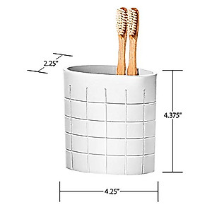 White Bathroom Accessories Set - Decorative 3-Piece Bathroom Accessory Set Includes: Soap Dispenser, Toothbrush Holder and Soap Dish - Rust-Resistant Bathroom Sets Accessories (Polar)