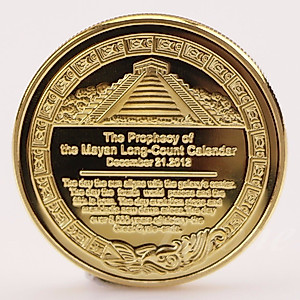 Aztec Mayan Calendar Souvenir Gold Silver Plated Commemorative Coin Collection Gift. (Gold)