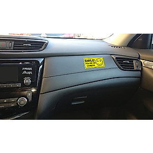 (Set of 6) Smile You're On Camera Sign - 2" x 4" - 4 Mil Vinyl - Laminated for Ultimate Protection & Durability - Self Adhesive Decal - UV Protected & Weatherproof - Heavy Duty