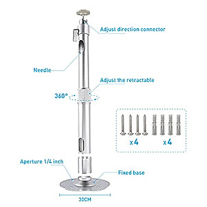 NIERBO Universal Projector Wall Ceiling Mount Hanger 360°Rotatable Head with Extendable Length 11.8 Inch to 19.7 Inch / 11 lbs Load Mounting Bracket
