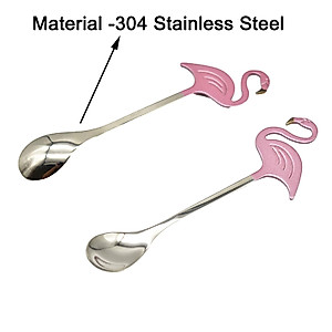 Maydahui 6PCS Flamingo Spoons Cute Animal Spoon 5.1 inch 18/10（304）Stainless Steel Coffee Iced Tea Espresso Dessert Stirring Spoon Kitchen Accessory Tableware