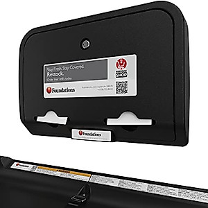 Foundations Elements Horizontal Wall Mounted Baby Changing Station and Liner Dispenser with Safety Straps for Commercial Restrooms (Black)