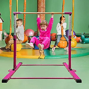 JC-ATHLETICS Gymnastic Kip Bar,Kids Girls Junior Ages 3-15,3' to 5' Adjustable Height,Home Gym Equipment,Home Training,1-4 Levels,260lbs Weight Capacity