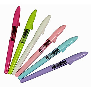 Hillento Jinhao Fountain Pen Set, Shark Series Plastic Fountain Pen Set, Diversity Color(Green, Light Blue, Pink, Purple, Rose Red, White), Set of 6