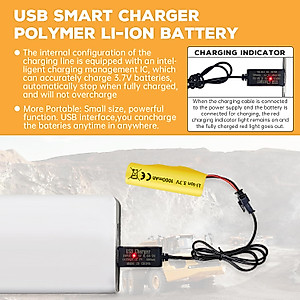 sea jump 3PCS 3.7V 1000mAh Li-ion Battery with USB Charging Cable for TB202 TB201 TM201 TM202 TC141 DE35 DE38 DE40 DE50 DE84 S767 SL-356A 1220A RC Stunt Car RC Toy Car RC Rolling Car Battery