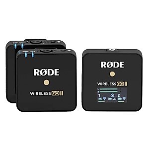 Rode Wireless GO II Compact Microphone System with 2x Transmitters and 1x Receiver - With Rode SC7 3.5mm TRS to TRRS Patch Cable