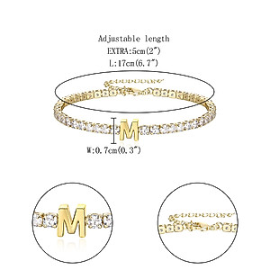 FANZE Tennis Bracelet Initial Cubic Zirconia Tennis Bracelets for Women Adjustable Size 6.7-8.7 Inch Gift for Women