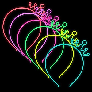 Suyegirl 6 Pcs Glow Dark Headbands Women for Party, Crown Headbands For Girls, Halloween Hair Accessories for Women,Hair Hoop Tiara for Party Cosplay
