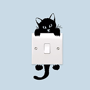Decaltor Cat Wall Stickers Light Switch Decor Decals Art Mural Baby Nursery Room
