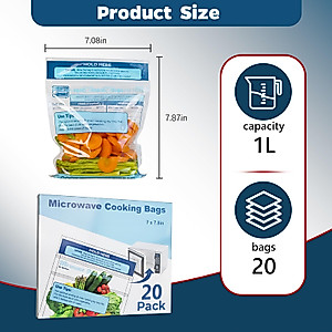 20 Pack Microwave Steamer Bag - Steam Food Storage Bags Steam Cooking Bag Microwave Steam Bags for Food Vegetables Potatoes and Meat Microwave and Freezer Safe