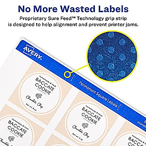 Avery Printable Blank Square Labels, 1.5" x 1.5", Matte White, 600 Customizable Labels (22805)