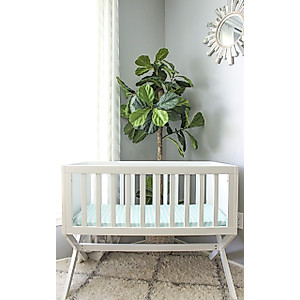 NODNAL CO. 3 Fitted Bassinet Sheets Mint Set Baby Girl/Boy - 100% Oeko-TEX Cotton - Gender Neutral Chevron Polka Dot Stripe Universal Fit - Cradle/Moses Basket Hourglass Oval Rectangle Mattress Sheet