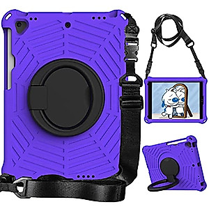 Slim Tablet Case Compatible with iPad Air 3 10.5 / iPad Pro 10.5" 2017 Kids - Dropproof Durable Lightweight EVA Case,360 Degree Rotating Multi-Function Handle Kickstand (Color : Purple)
