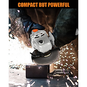WORKSITE Cordless Angle grinder, 4-1/2 Inch Power Angle Grinder with 4-Pole Motor, Adjustable Auxiliary Handle, Cutting Wheels, Grinding Wheels and Flap Discs, 4.0 Ah Battery & Charger Included