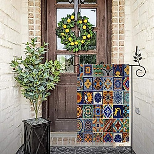 Double-sided garden flag Mexican Talavera Ceramic Tile Pattern Ethnic Folk Outdoor Flag Garden Flag Yard Outdoor Decoration （12×18in）.