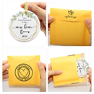 Two-Side Printed Ceramic New Home 2023 Ornament, Our First Christmas in Our New Home 2023 Christmas Ornament, Housewarming Gift