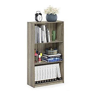 FURINNO Basic 3-Tier Bookcase Storage Shelves, Sonoma Oak