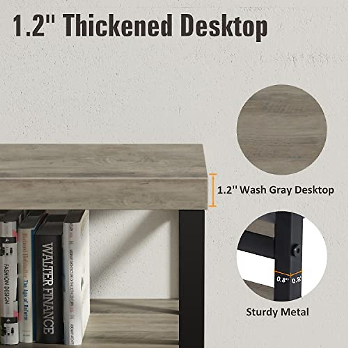 LGHM Console Tables for Entryway, Sofa Console Table Narrow with 5-Tier Storage Shelves for Living Room, Couch Hallway Table for Hall, Entry, Gray Wash