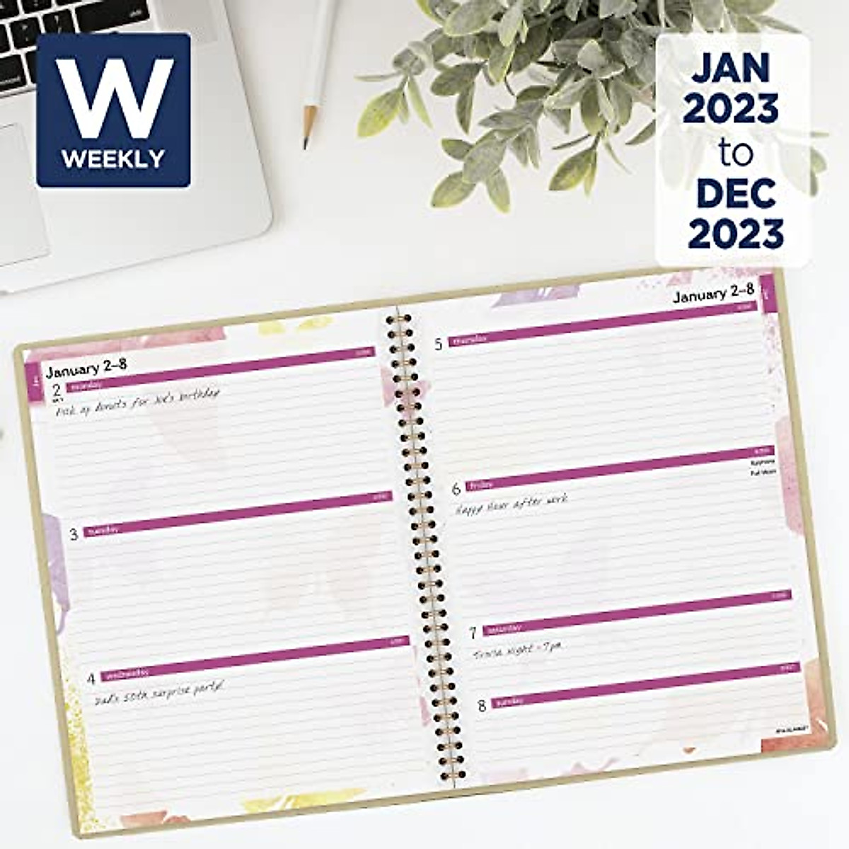 AT-A-GLANCE 2023 Weekly & Monthly Planner, 8-1/2" x 11", Large, Recycled, Watercolors (791-905G)