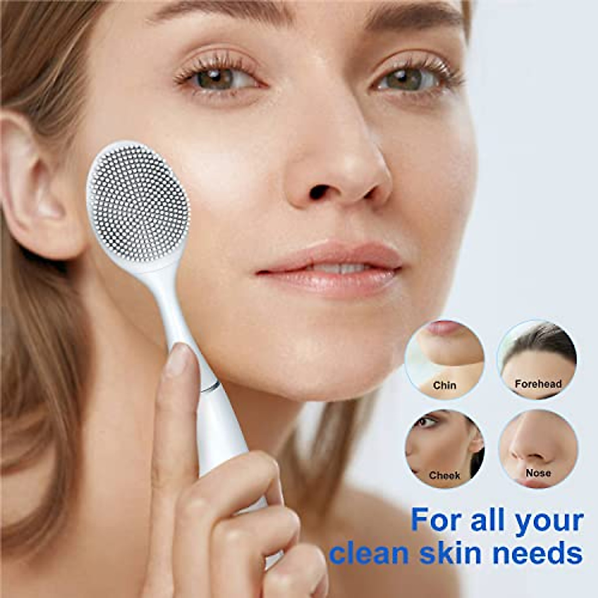 SANTALA UltraSonic Electric Toothbrush with 6 Brush Heads and 1 Cleansing Brush, Waterproof Safe Power Toothbrush,5 Modes,One Charge for 100 Days,48000 VPM Motor (White)