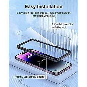 EGV 3 Pack Screen Protector for iPhone 14 Pro Max 6.7-inch, 9H Hardness iPhone 14 Pro Max Tempered Glass Cover With Align Frame, Clear Protective Glass Screen, Case Friendly, Easy Install, Bubble Free
