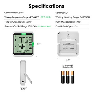VIVOSUN Digital Thermometer Grow Tent Hygrometer, Indoor Outdoor Temperature and Humidity Meter Guage with Backlight for Home, Office