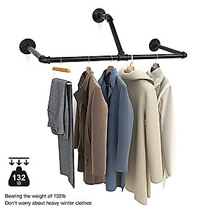 ZSZAUA Clothes Rack Heavy Duty for Hanging Clothes, Industrial Pipe Closet Rods for Hanging Clothes Bar, Detachable Wall Mounted Garment Racks for Laundry Room Organization and Storage