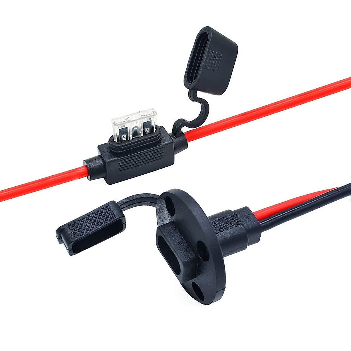 2 Feet 10 AWG SAE Power Socket Sidewall Port to O-Ring Connector Extension Cable Connector with 5 fuses for Solar Panel, Motorcycle, Car, RV,Wind Power Parts & Accessories (60cm)