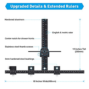 Neitra Cabinet Hardware Jig, Adjustable Drill Guide for Accurate Installation of Door and Drawer Front Handles and Knobs Punch Locator Wood Drilling Doweling Templates Jig Tool