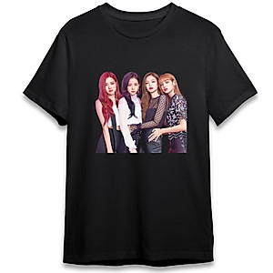BLACKPINK Team Womens T Shirts Mens Fashion Short Sleeve Shirts for Girls Casual Crew Neck Tshirts Black 2XL