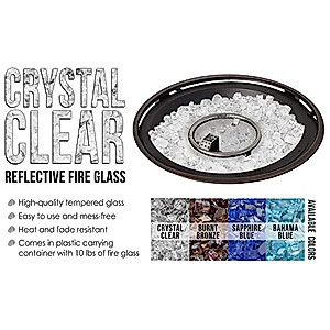 Fire Sense 62365 Premium Sparkling Reflective Tempered Fire Glass for Outdoor Fireplace Gas or Propane Fire Pits Easy to Install & Stimulate Viewing Experience - 10 Lbs - Crystal Clear