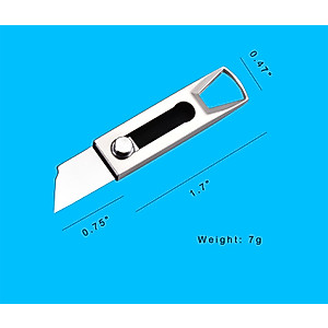 JPCRMOV Mini Pocket Knife Keychain Ultra Light 7g, Compact Utility Knife Box Cutter, Retractable 1.9cm X50CR15MoV Steel Blade, Smooth Zinc Alloy Handle Perfect for Opening Packages/Boxes