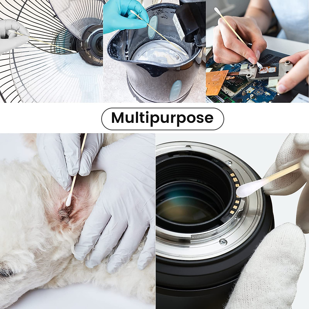 PINGMIC 400PC (800 Tips) Long Cotton Swab, 6 Inch Cotton Swab Without Barbs - Cotton Swabs with Wooden Sticks, Long Cotton Swabs for Gun Cleaning Machinery Pets Makeup. Bamboo Stick with Storage Box