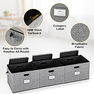 Lukeline Large Toy Box, Stackable Toy Storage Organizer, Collapsible Toy Box Chest with Lid for Nursery, Playroom, Closet, Set of 3