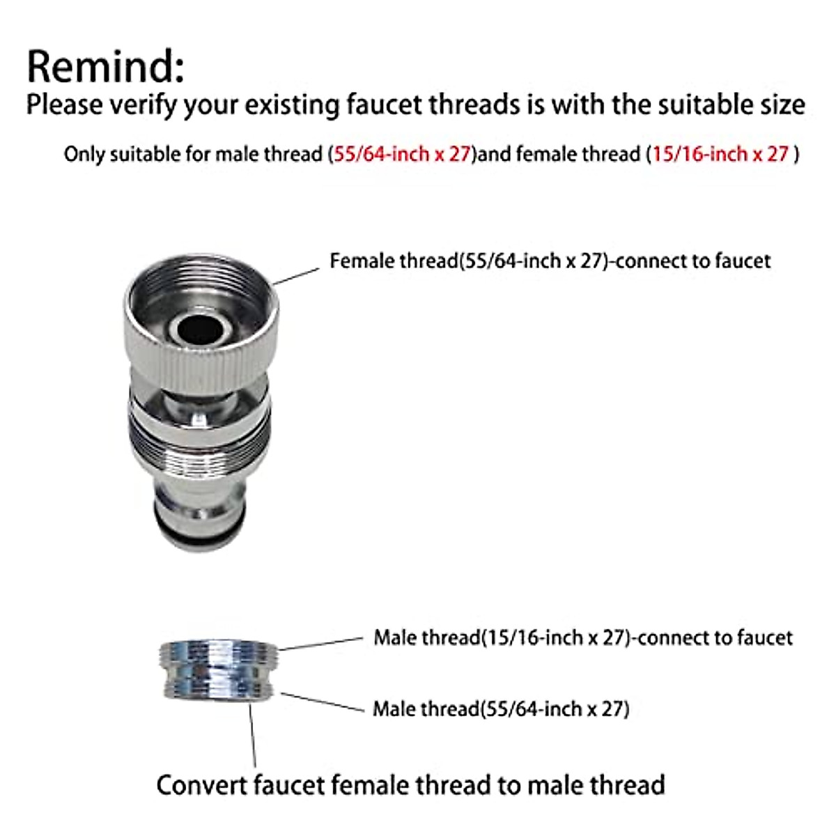 Dishwasher,washer Snap Coupling Adapter,shower hose, garden hose(3/4GHT) quick connection, for Bathroom/kitchen,sink to hose adapter Faucet Hose Adapter,Sink Quick-fit Attachment (Quick-Connect)