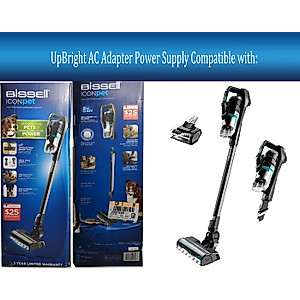 UpBright 27V AC/DC Adapter Compatible with Bissell ICONpet 2288 22882 22883 22888 22889 cr 2288D 2288F 2774 21.6V Li 22V Lithium-ion Battery ICON pet Cordless Vacuum Cleaner 500mA Power Supply Charger
