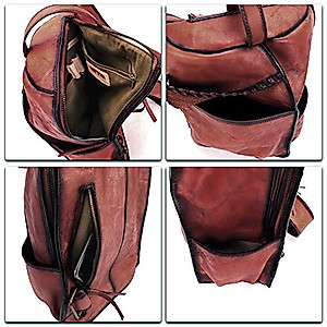 Genuine Leather Sling Bag for Men Vintage Handmade Crossbody Chest Bag Casual Daypack Hiking Backpack Motorcycle Pack (Coffee)