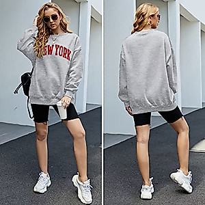 BBX Lephsnt Womens Sweatshirts and Hoodies Graphic New York Oversized Ladies Sweatshirts Fleece Pullover Hoodies(GREY,M)