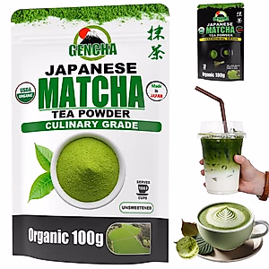 GENCHA Matcha Green Tea Powder, Japanese Organic Matcha Powder (Premium Second Harvest Culinary Grade, 3.52 oz) 2023 New Launch Directly from Japan